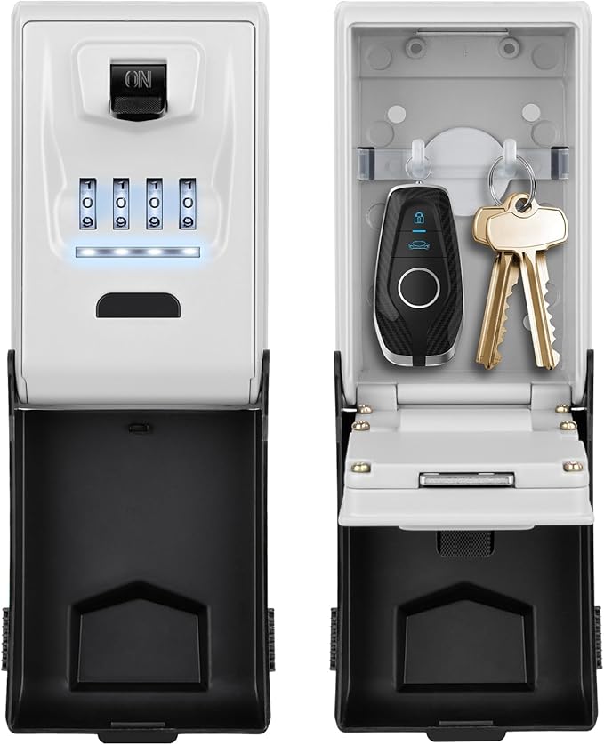 ENONEO Wall Mounted Key Lock Box with Light Up Dial, 4-Digit ...