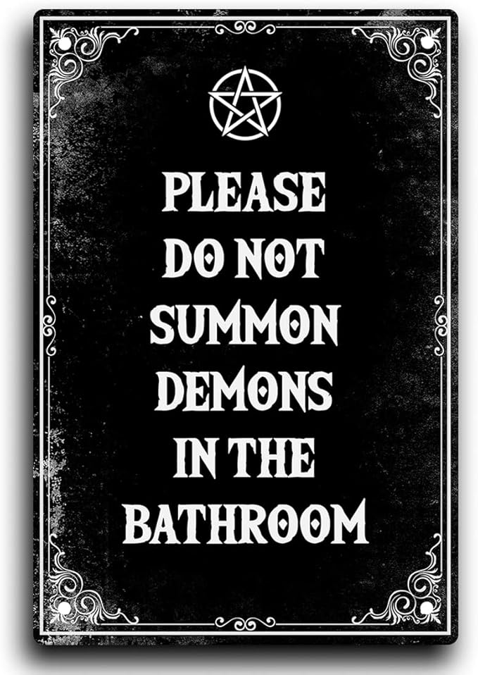 Amazon.com: IRISIVITA Spooky Metal Sign, Please Do Not Summon Demons In ...
