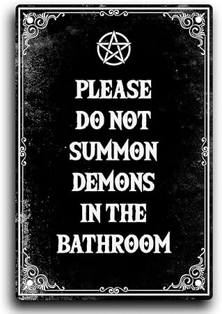 Amazon.com: IRISIVITA Spooky Metal Sign, Please Do Not Summon Demons In ...