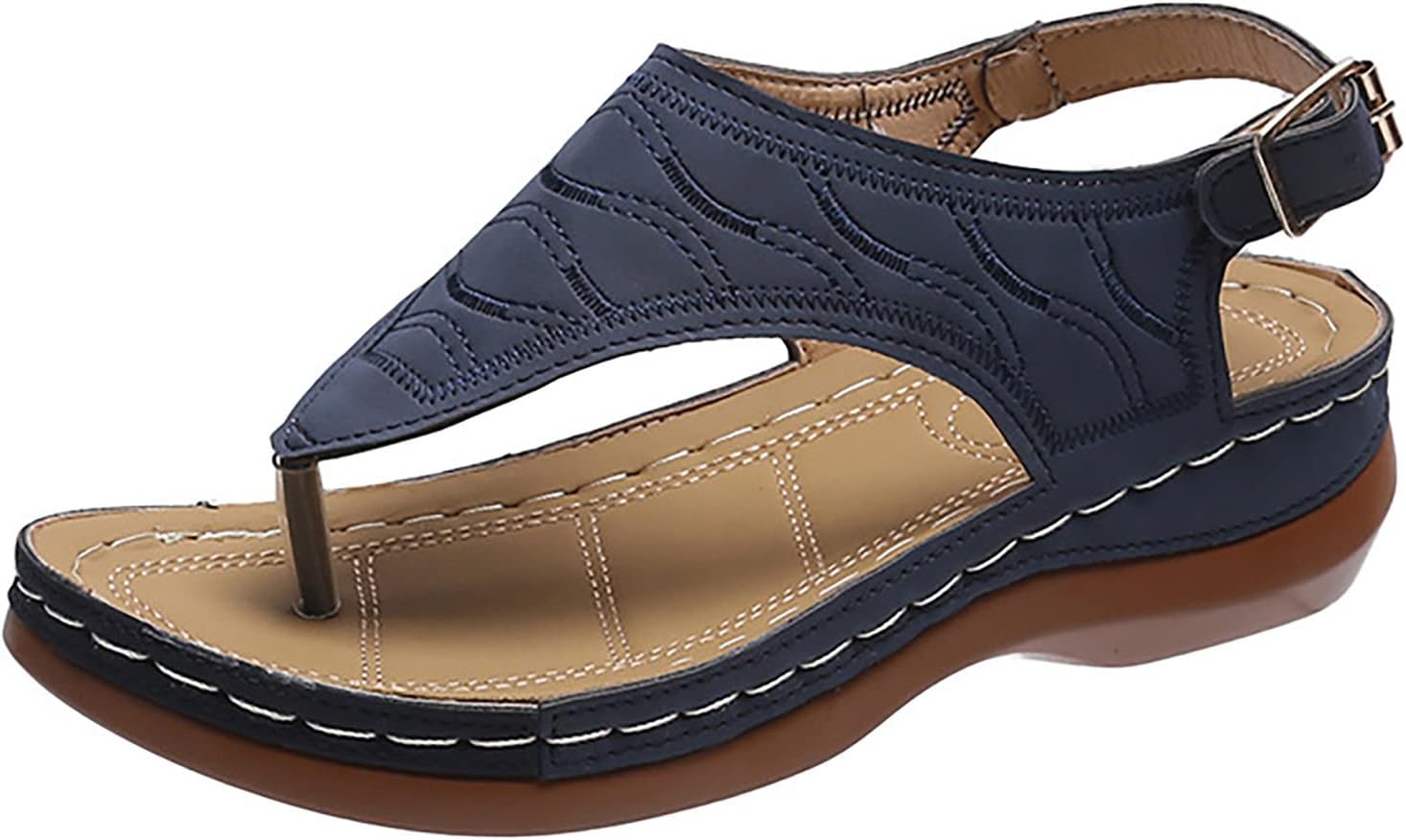 Gsheocm Sandales d'été confortables pour femme - Talon compensé ...