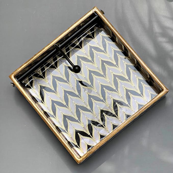 CasaGold Black Wooden Square Tissue Paper Holder Tray | Square Napkin ...