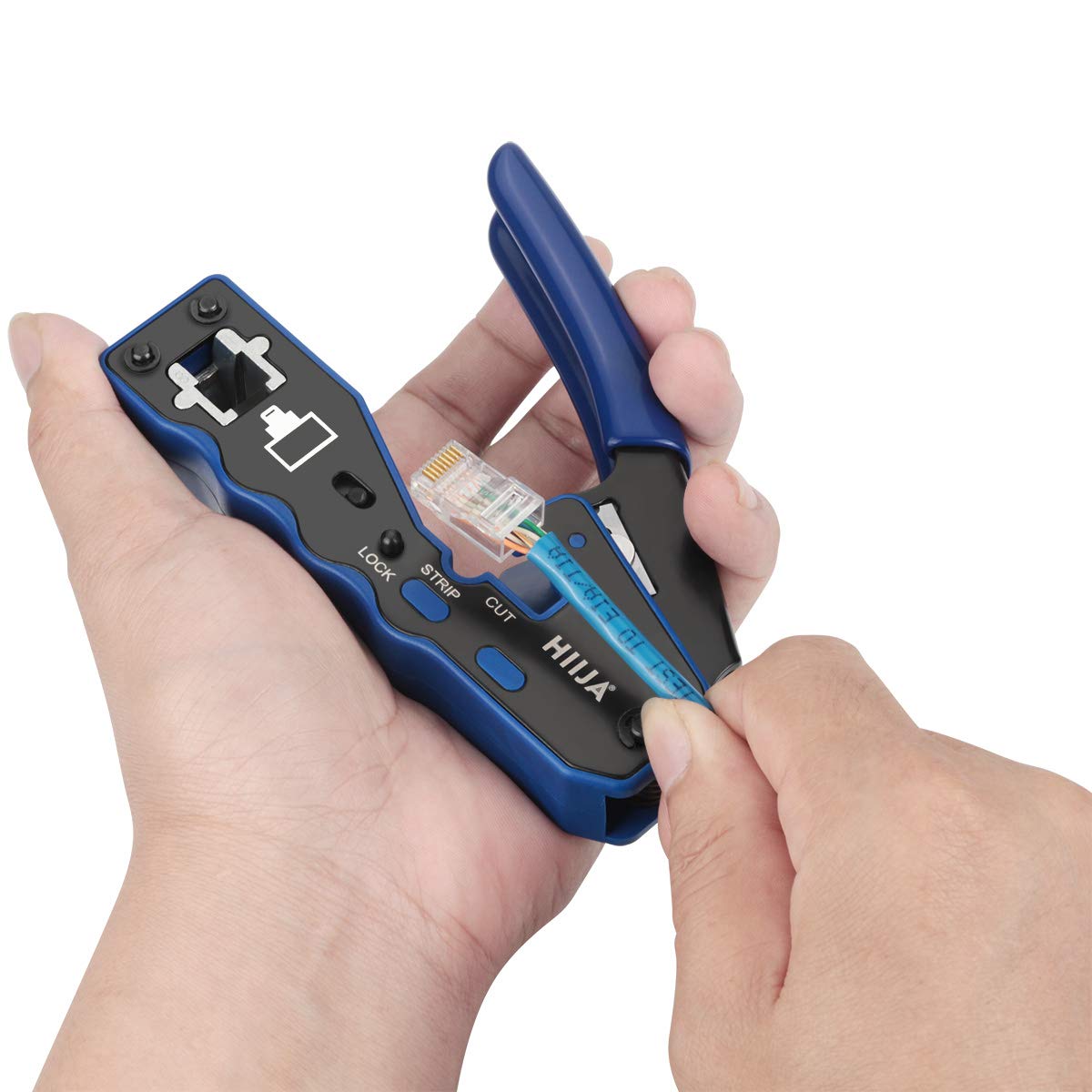 Hiija LAN Network Cable Tester + RJ45 Crimp Tool Pass Through CAT6 ...