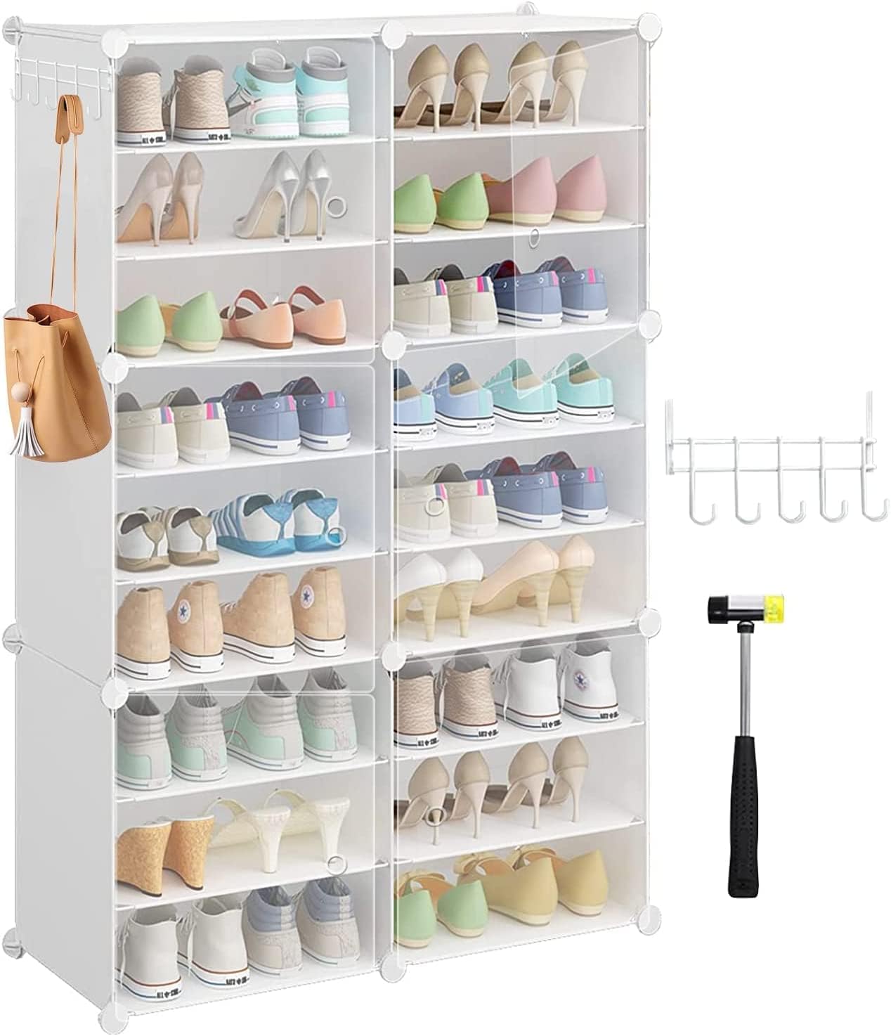 Solerconm Étagère à Chaussures, Rangement à Chaussures à 9 Niveaux 18 ...