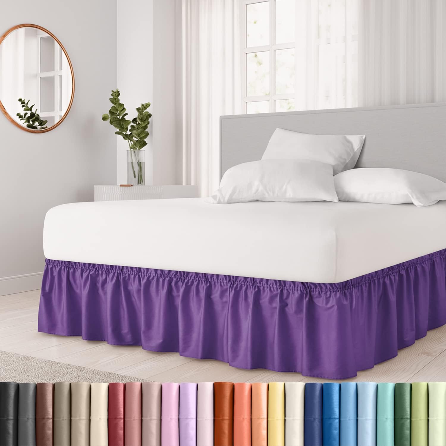 Buy Ruffled Purple Queen Bed Skirt – Hotel-Quality Ruffles for Queen ...