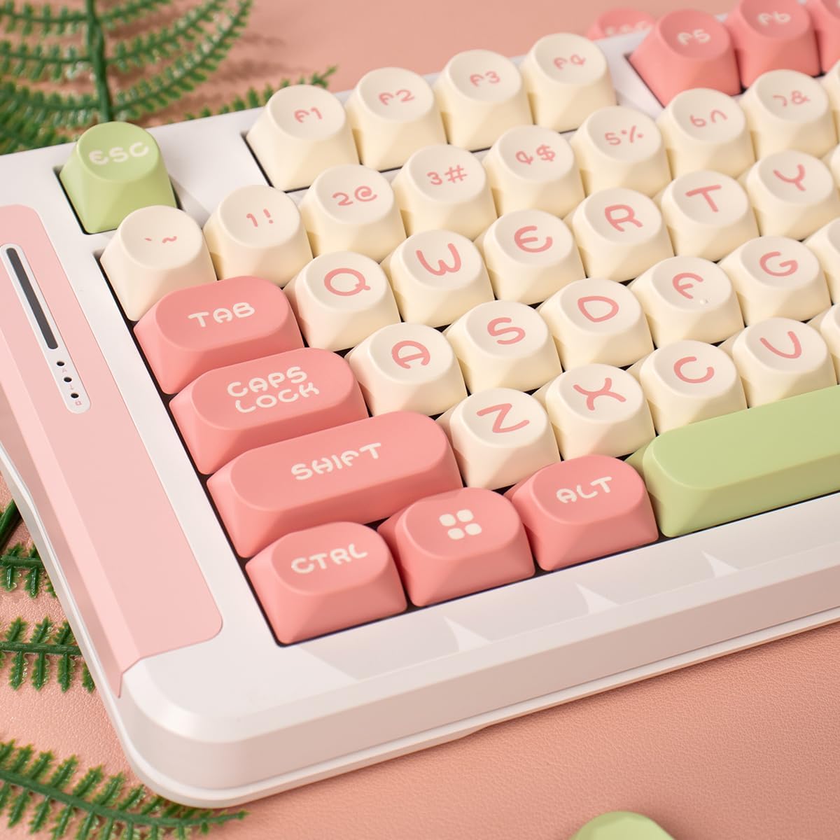 Hunfuthr MOA Profile Keycaps, PBT Pink Green Keycaps Set,Double Shot ...