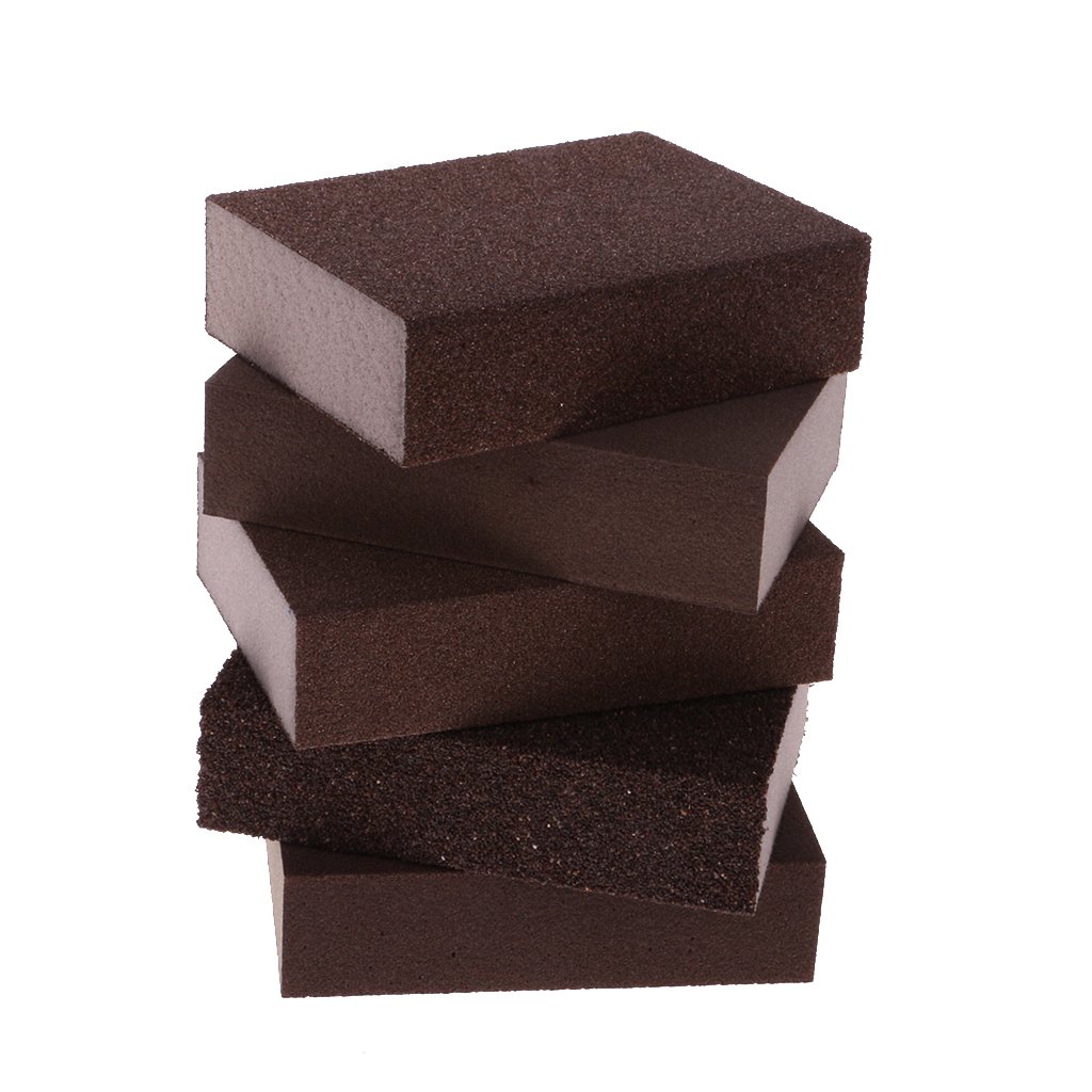 Pack of 5 Abrasive Hand Sanding Foam Sponge Blocks Sandpaper Grit ...