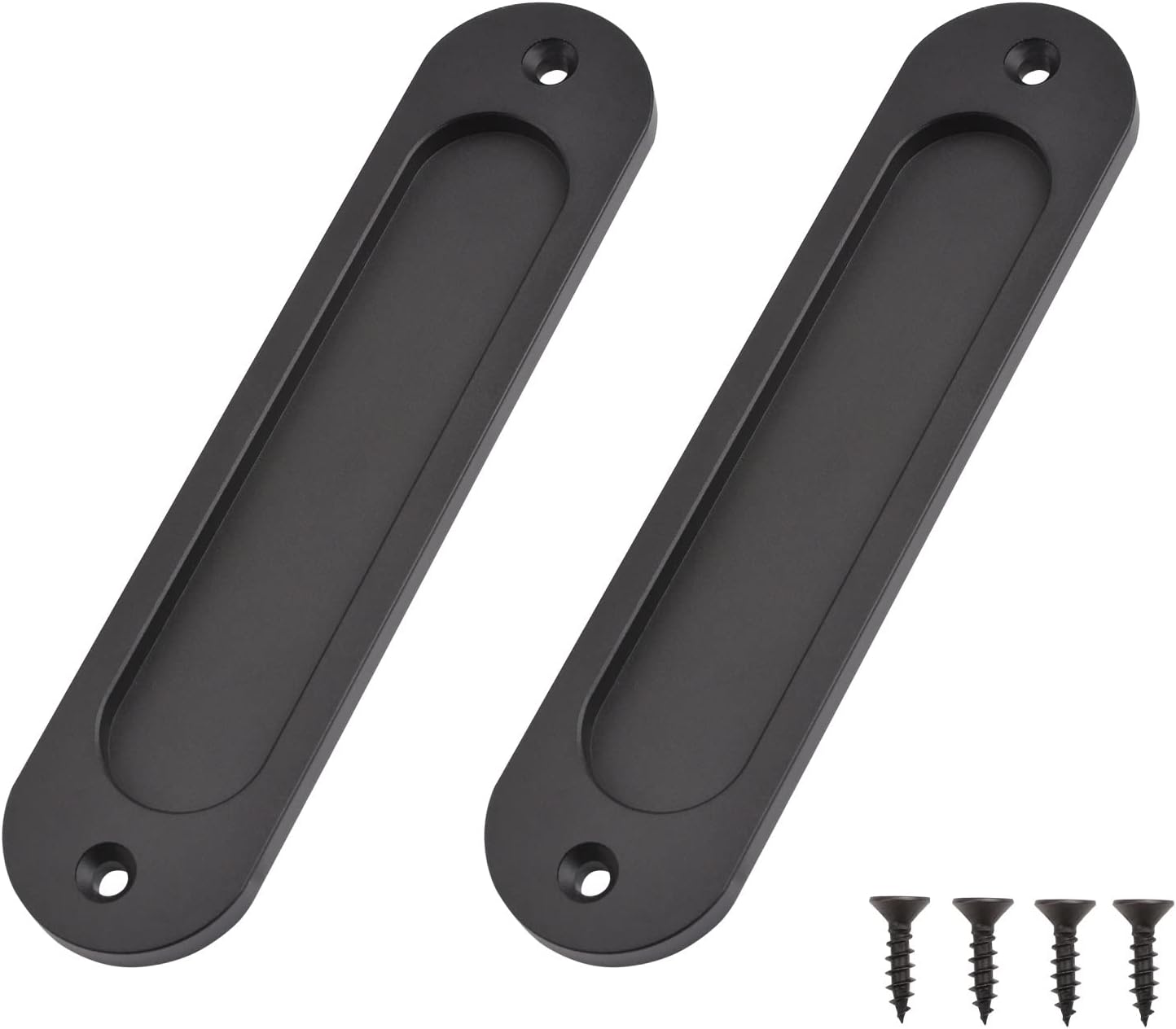 MOROBOR Oval Recessed Sliding Door Pulls, 2pcs Matte Black Flush Pull ...