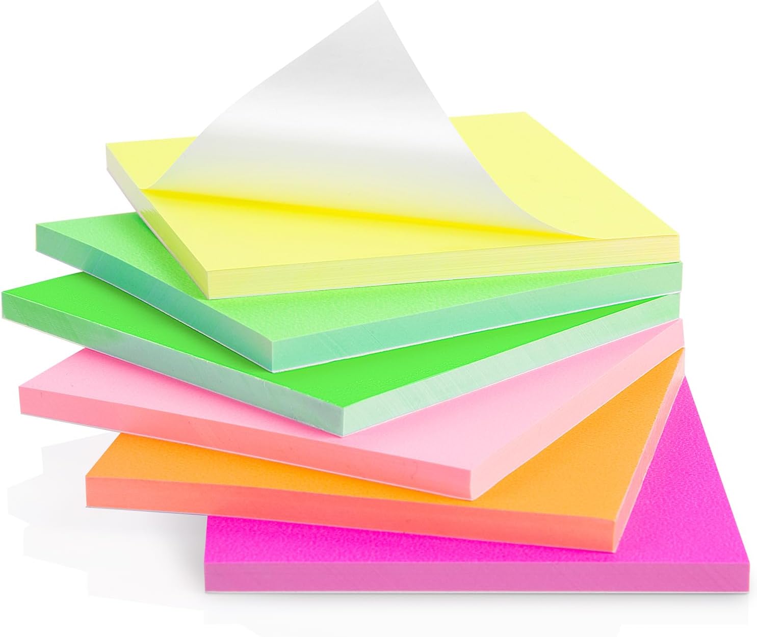 Electrostatic Self-Adhesive Sticky Notes 76mm x 76mm, 6 Bright Colour ...