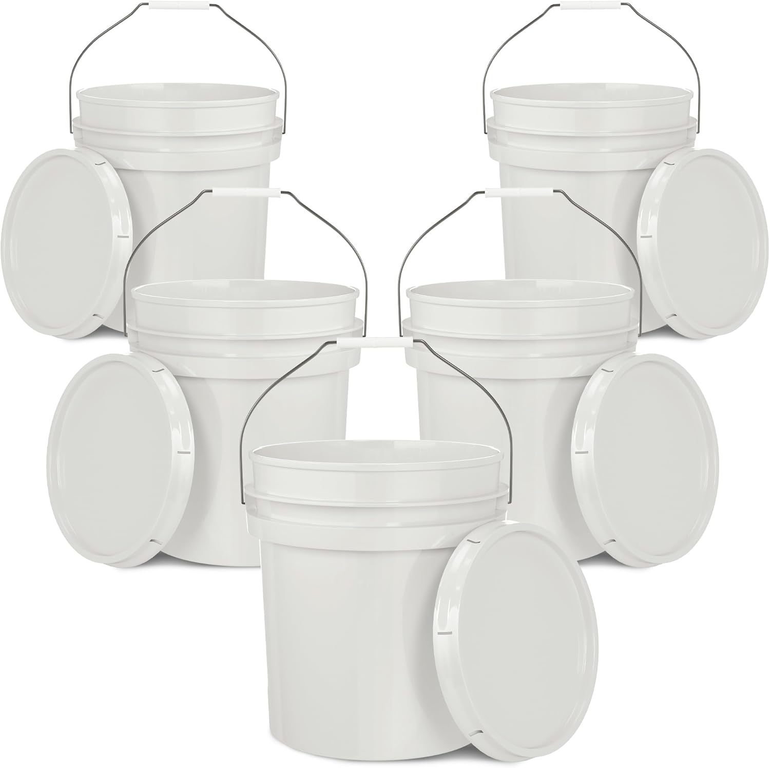 Amazon.com: EconoHome 5-Gallon White Bucket Pail Container with Lid ...