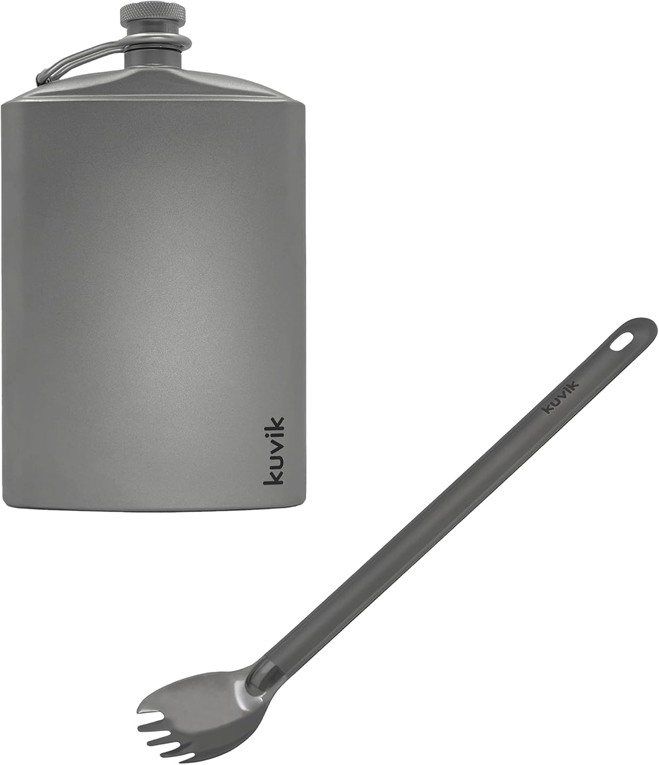Amazon.com: Kuvik 260ml (8.8 oz) Titanium Flask & Titanium Spork Bundle ...