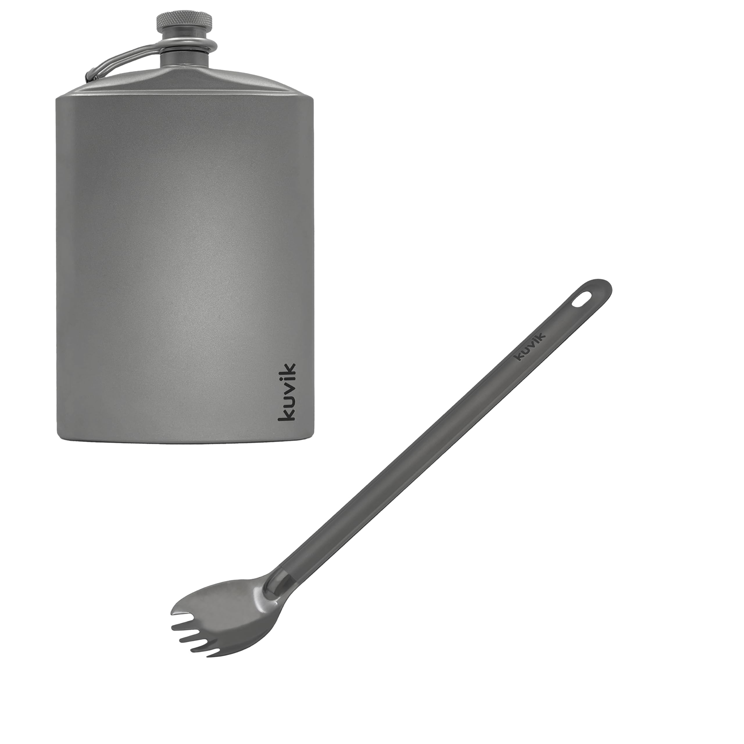 Amazon.com: Kuvik 260ml (8.8 oz) Titanium Flask & Titanium Spork Bundle ...