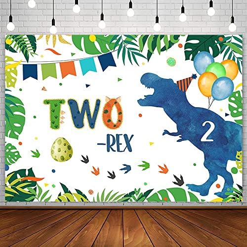 Amazon.com : AIBIIN 7x5ft T-rex 2nd Birthday Backdrop for Boy Two Rex ...