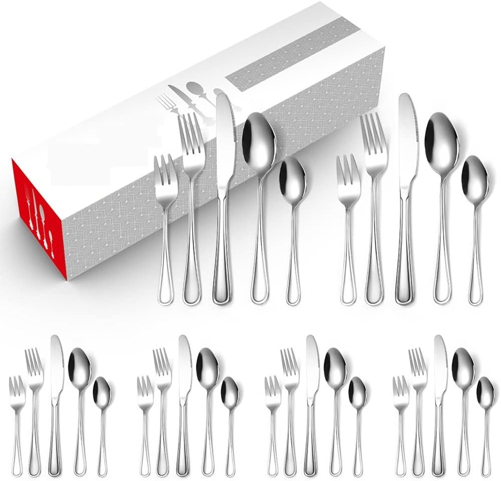 Amazon.com: Tableware Cutlery Silverware Set of 30, Stainless Steel ...
