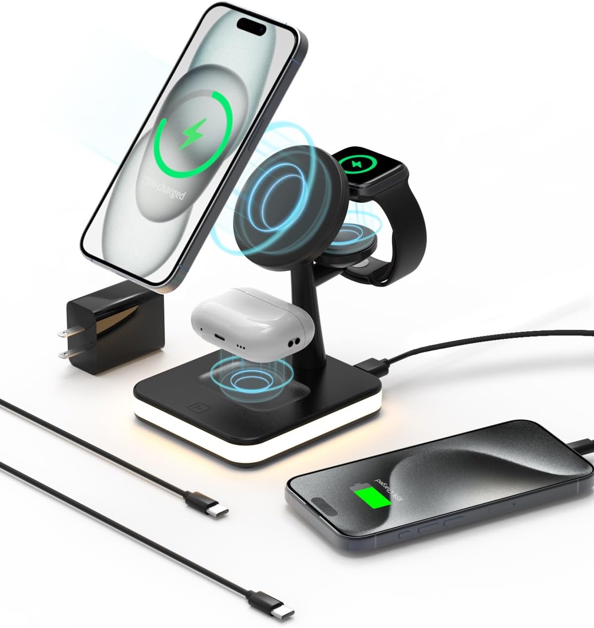 Amazon.com: 4 in 1 Wireless Charging Station with Light for Apple ...