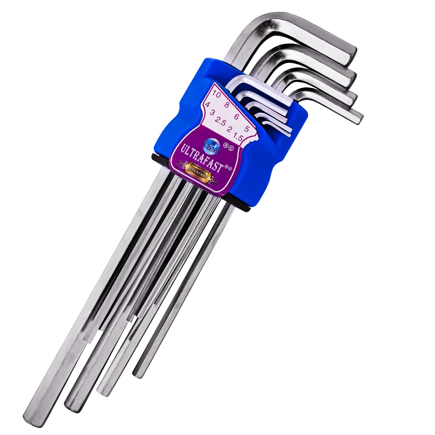 ULTRAFAST 9-Piece Hex Key Set Long Arm Allen Wrench keys Chrome ...