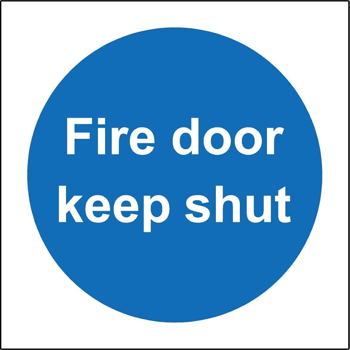 Keep shut door Safety sign - Self adhesive sticker 100mm x 100mm ...