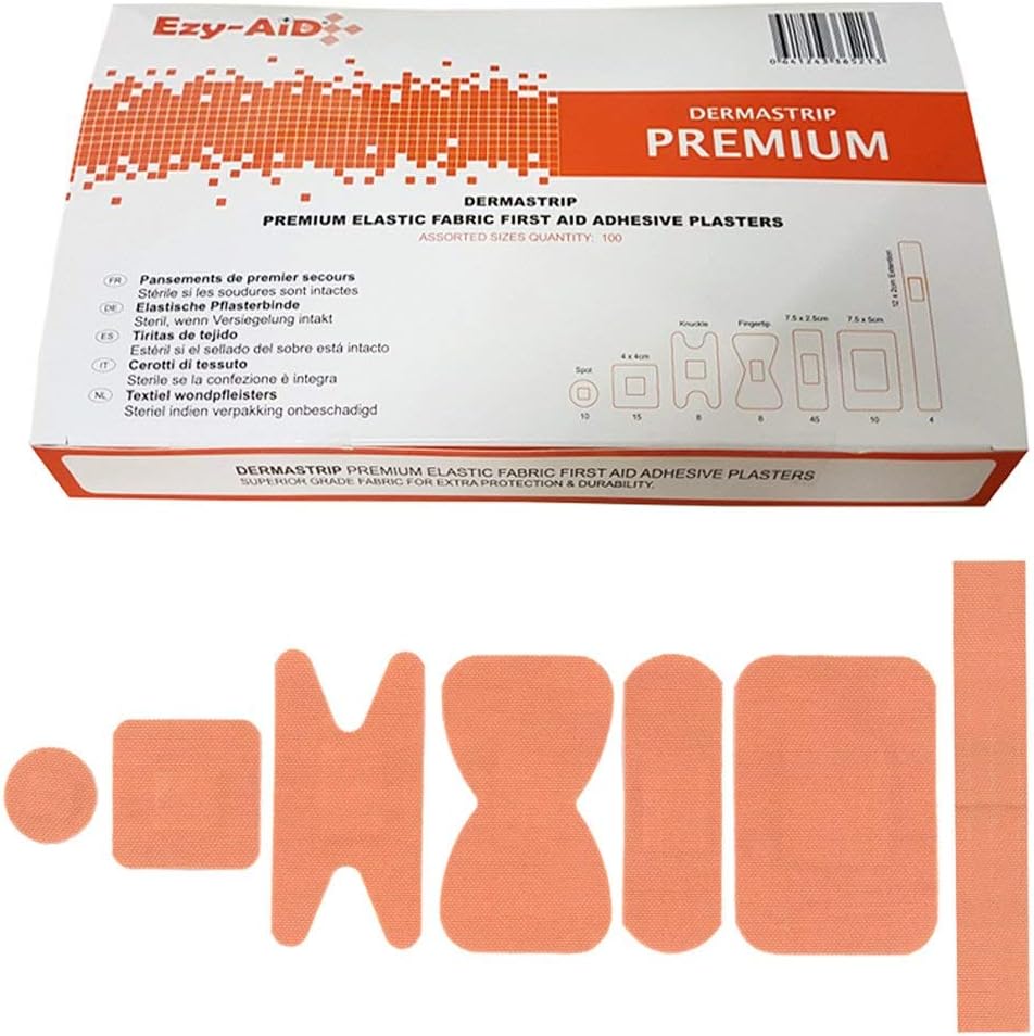 JFA Fabric Assorted Plasters (6 Sizes) 100 Plasters per pack : Amazon ...