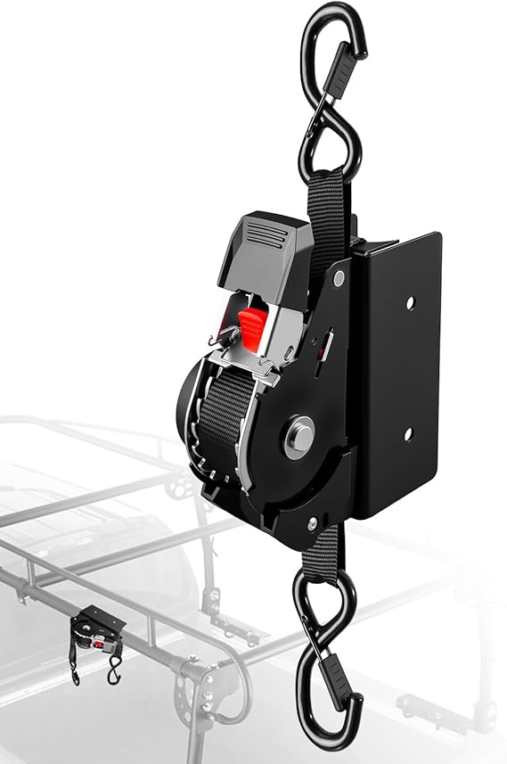 Amazon.com: Ladder Rack Straps Tie-Down System with Double J Hooks ...