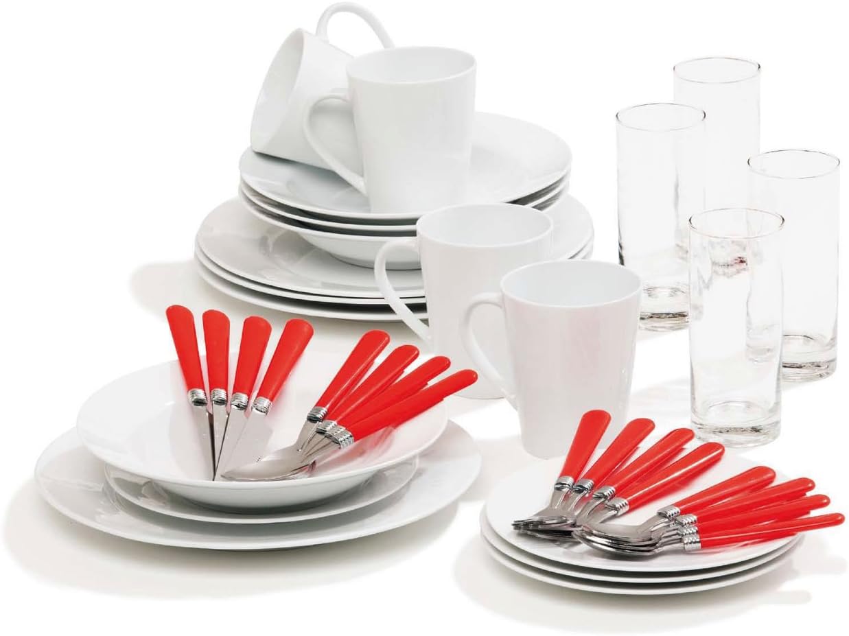Amazon.com: Your Kitchen Hero 36-Piece Dinner Porcelain Set: Dinnerware ...