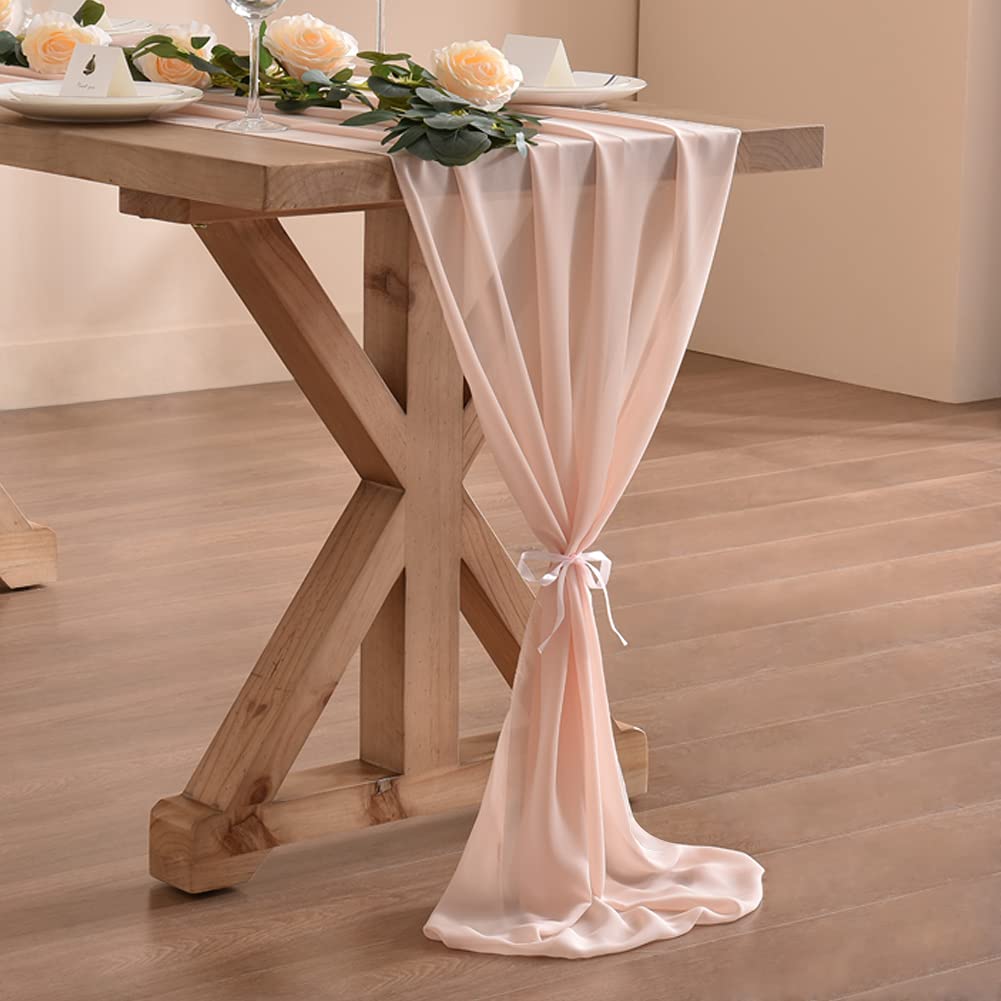 Amazon.com: Socomi Peach Pink Chiffon Table Runner Easter Spring Boho ...