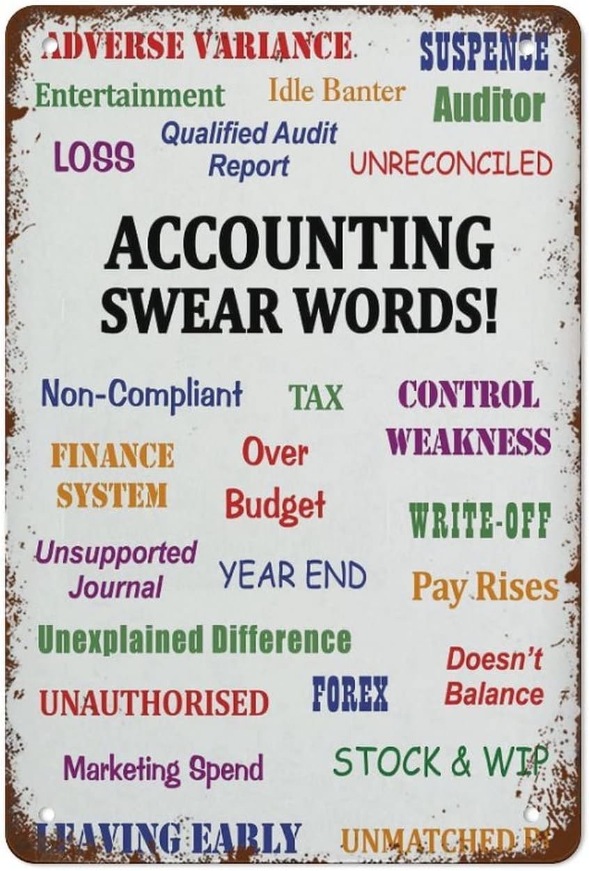 Amazon.com: CosrKee Accounting Swear Words Wall Art Sign 8x12 Inch ...