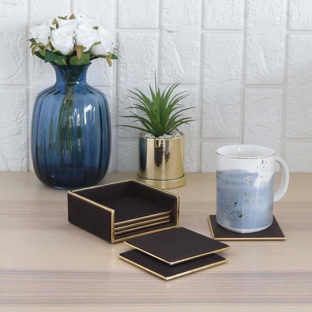 INLAND DECORS Leather Coasters - Tea Coaster - Dining Table Decor ...