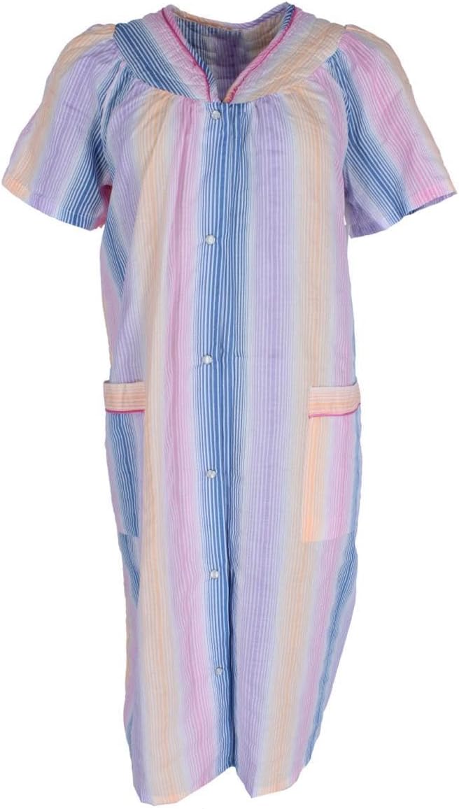 Amazon.com: Elegant Emily Women's Plus Size Snap Front Striped Duster ...