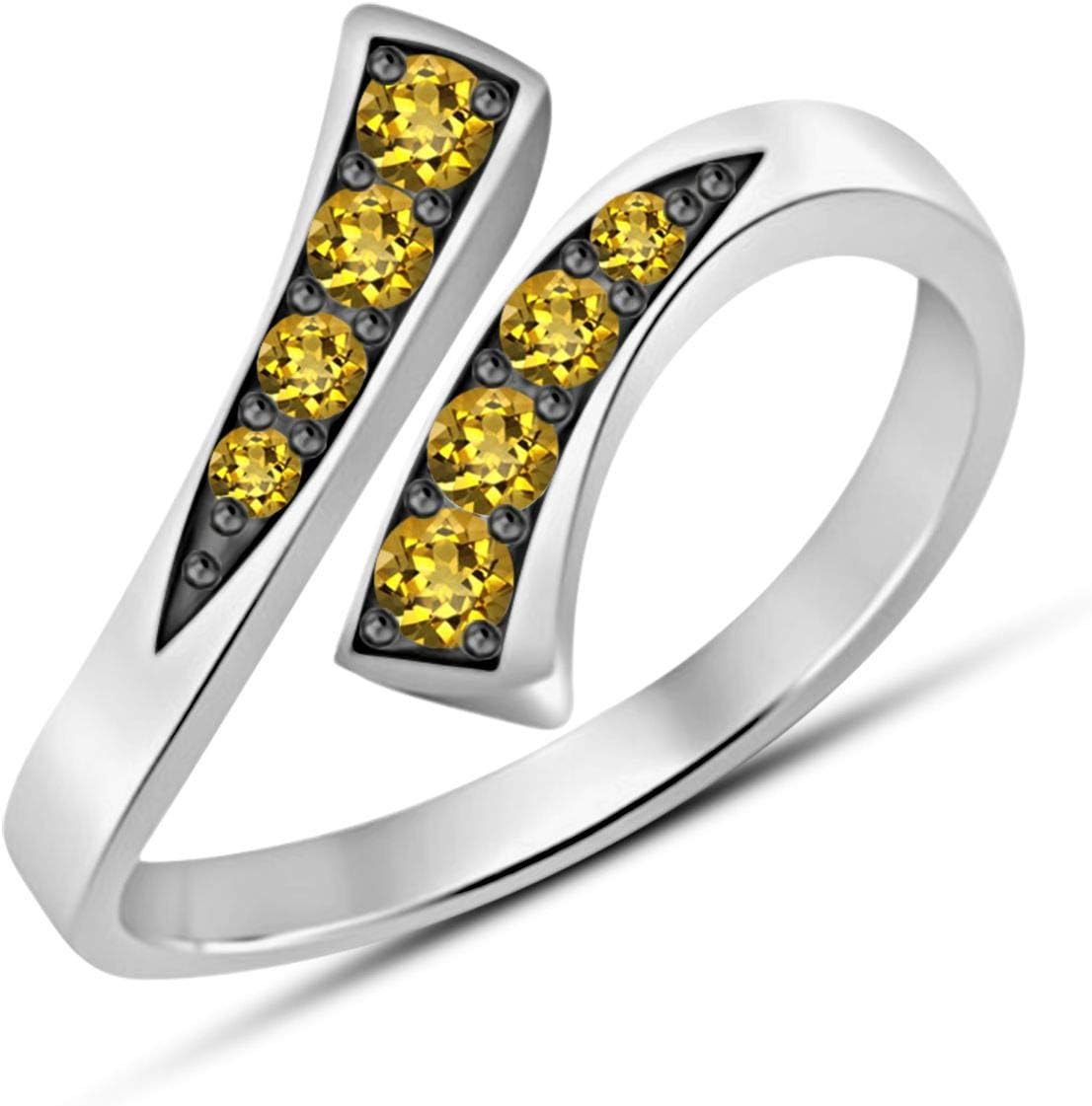Amazon.com: Gemstar Jewellery Round Cut Yellow Citrine 14k White ...