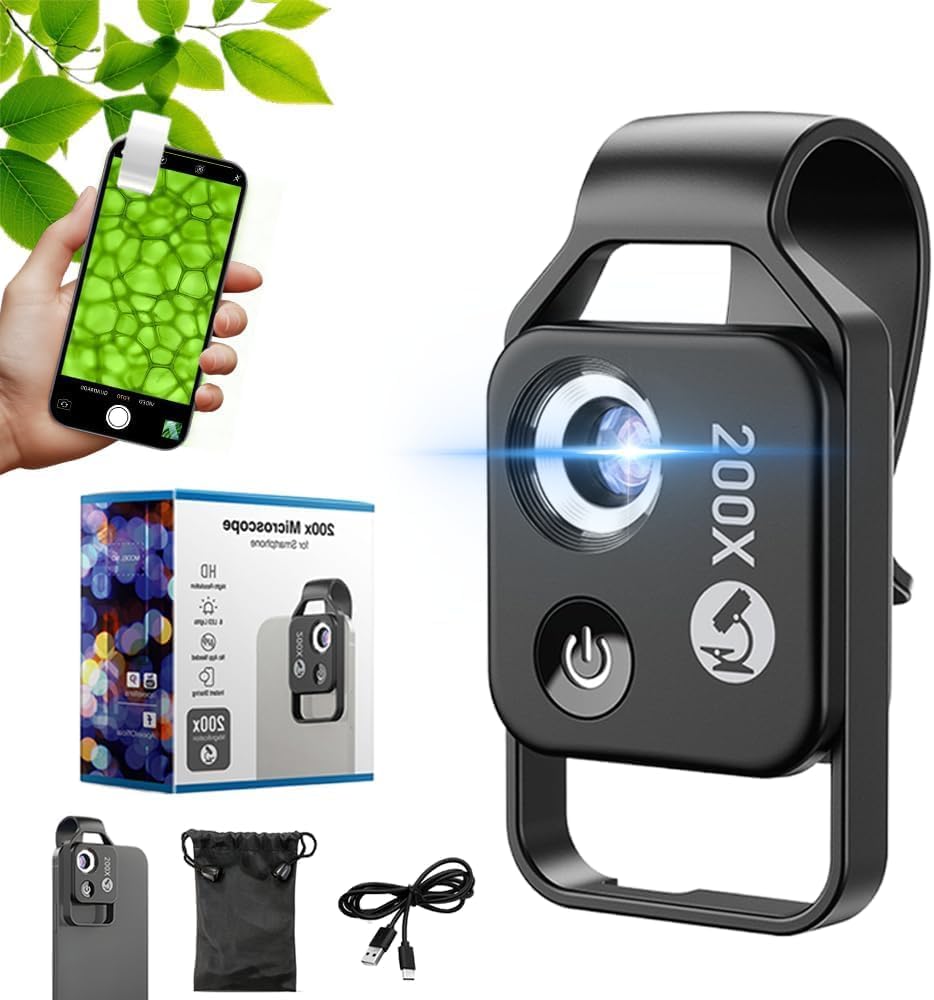 Nano Zoom 200x for iPhone, 2025 Upgrade Pocket Microscope Camera, CPL ...