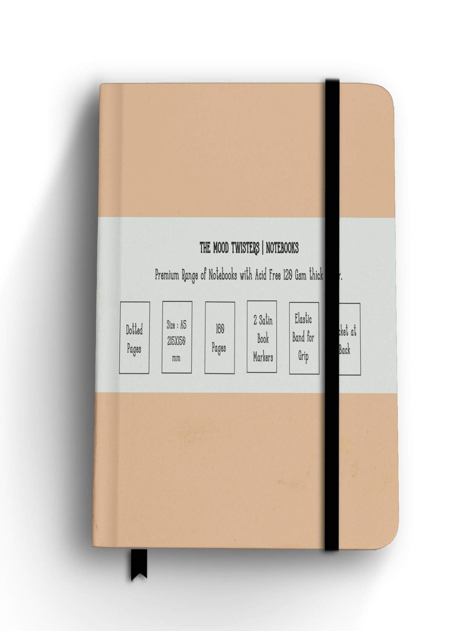 The Mood Twisters A5 Plain Hardcover Notebook with Elastic - Peach 120 ...