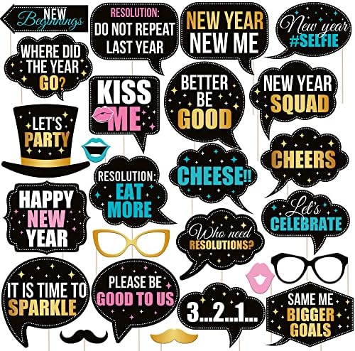 Amazon.com: Funny Happy New Year Photo Booth Props - New Year's Eve ...