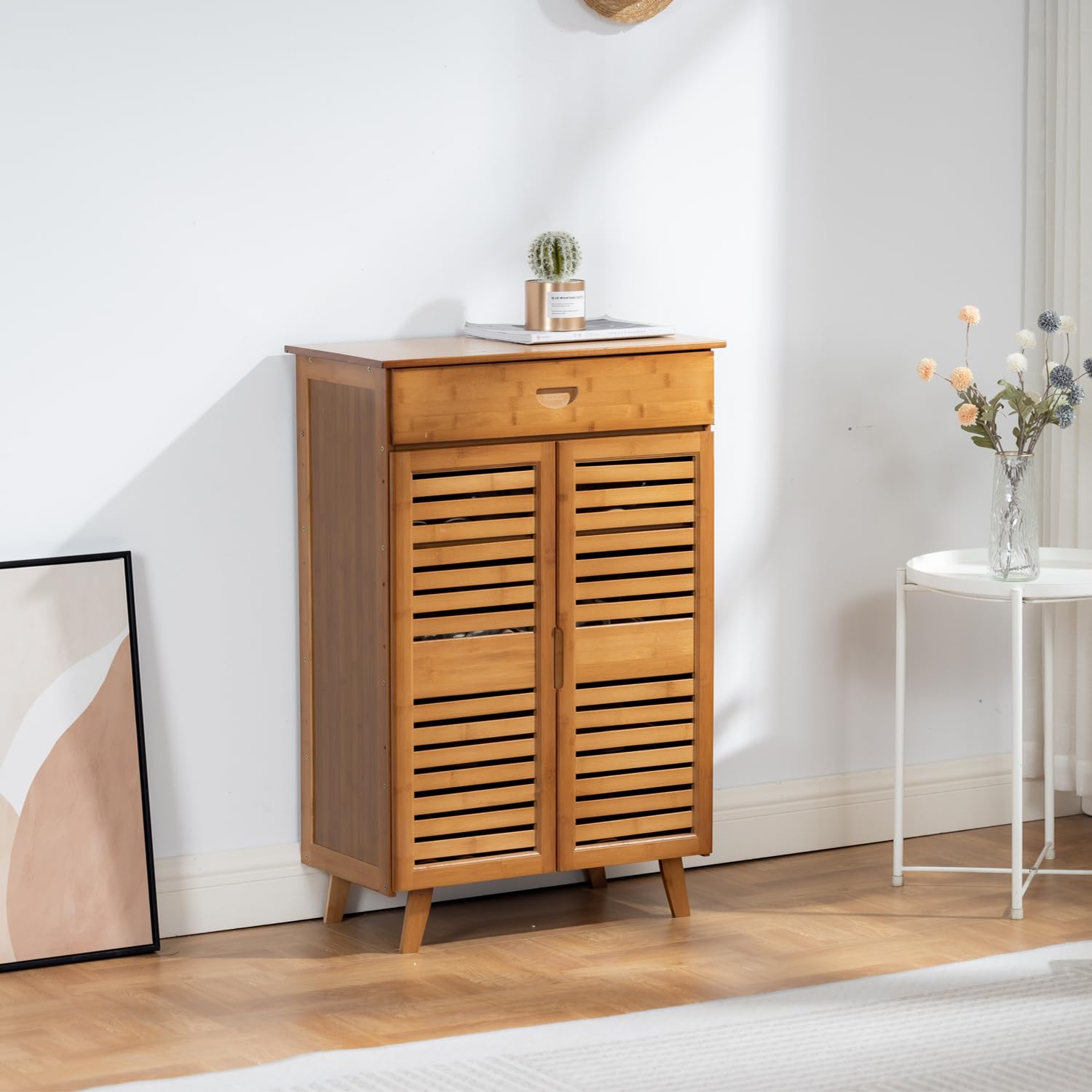 latifolia Shoe Cabinet, Vintage Shoe Storage Cabinet with 2 Doors, 5 ...