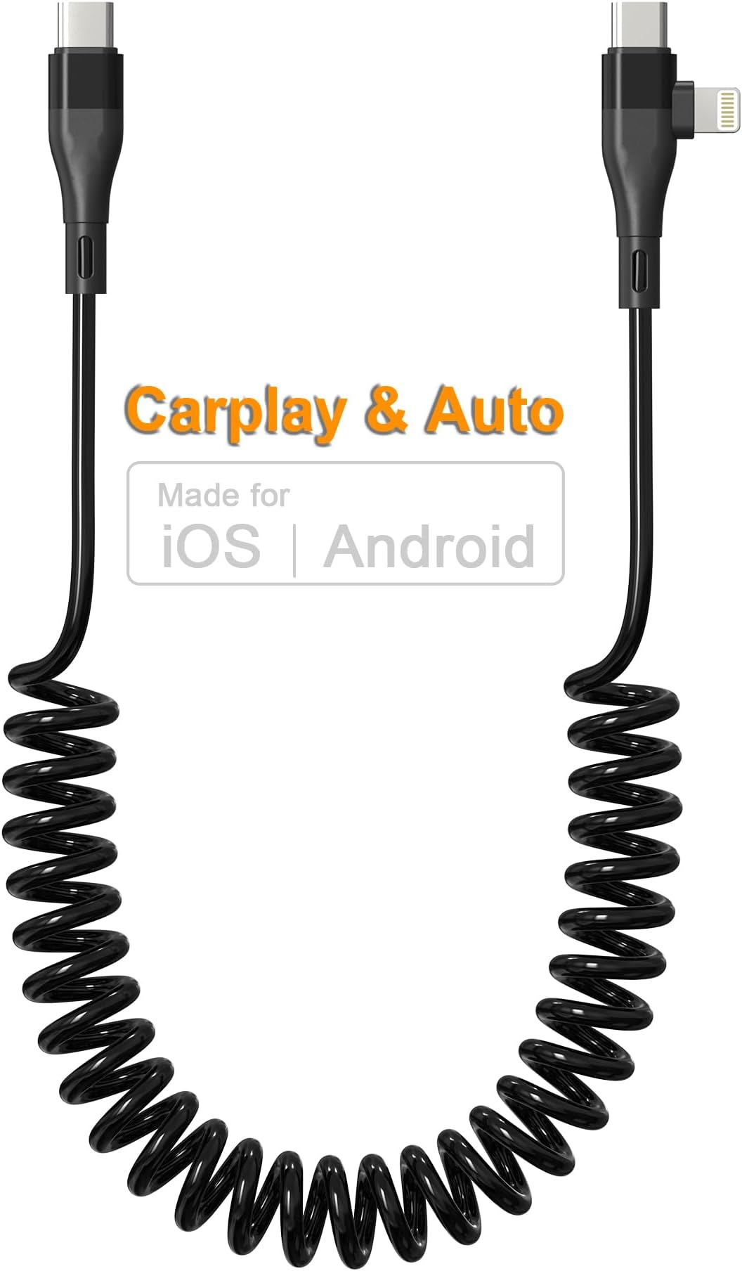 Coiled USB-C to Lightning/USB-C Cable PD 27W/60W Fast Charging [MFi ...