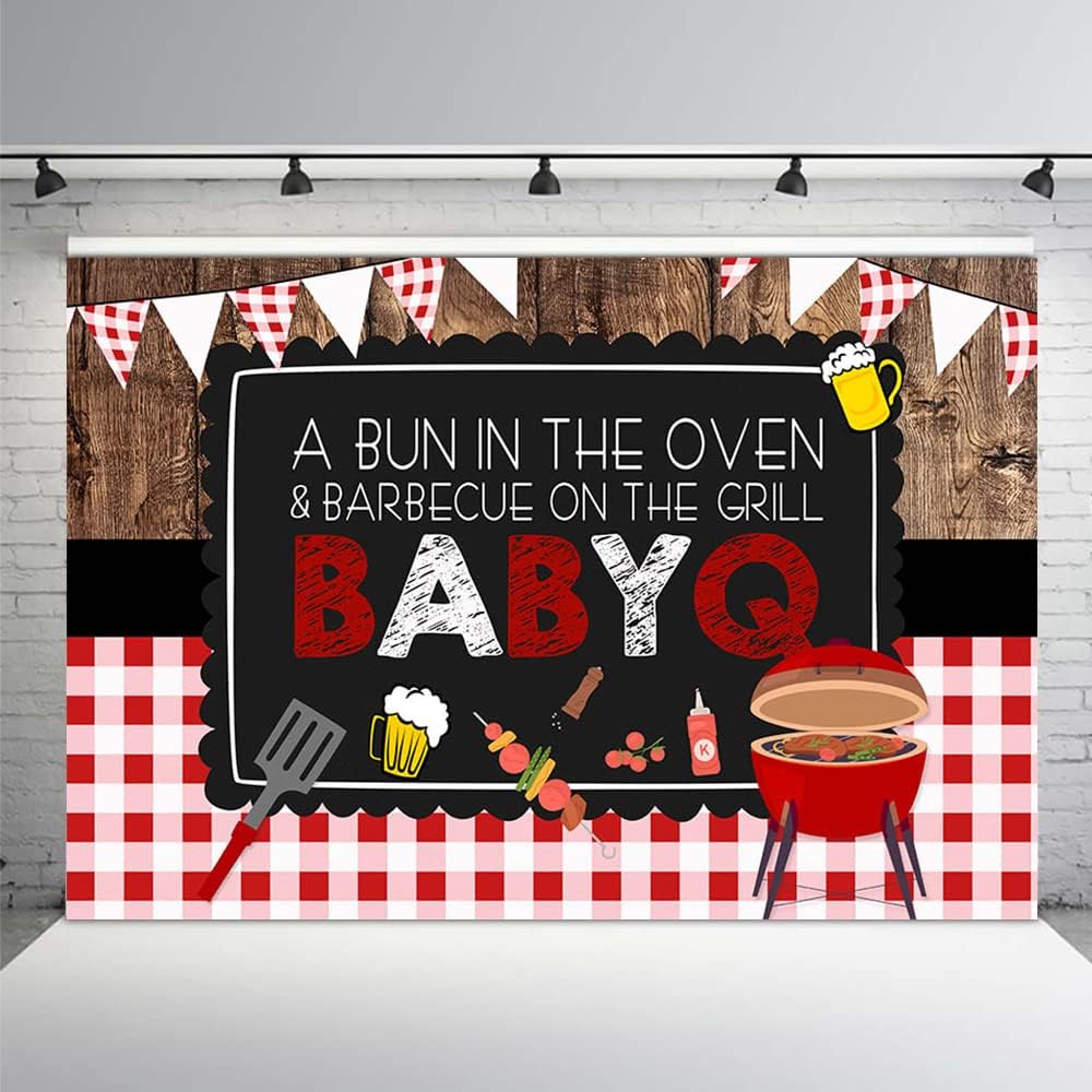 Amazon.com : MEHOFOND 8x6ft BBQ Theme Party Backdrop Rustic Wooden ...