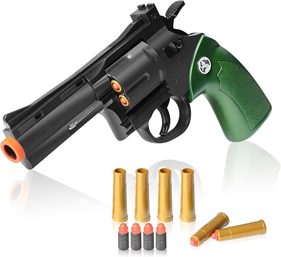 Pistola de juguete con 24 piezas de EVA suave balas de juguete Revolver para niños, juegos de ...