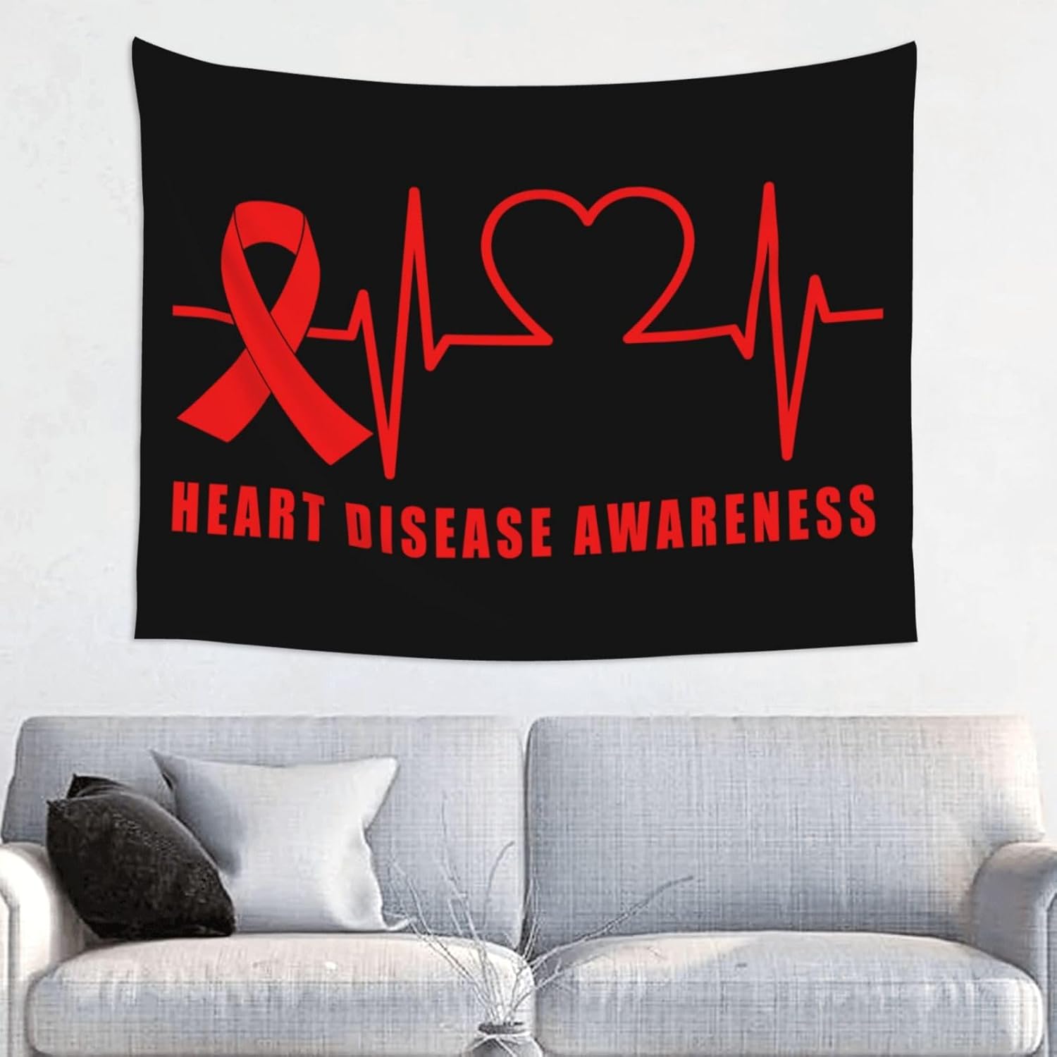 Amazon.com: Heart Disease Awareness Tapestry Poster 29 x 37 inches Home ...