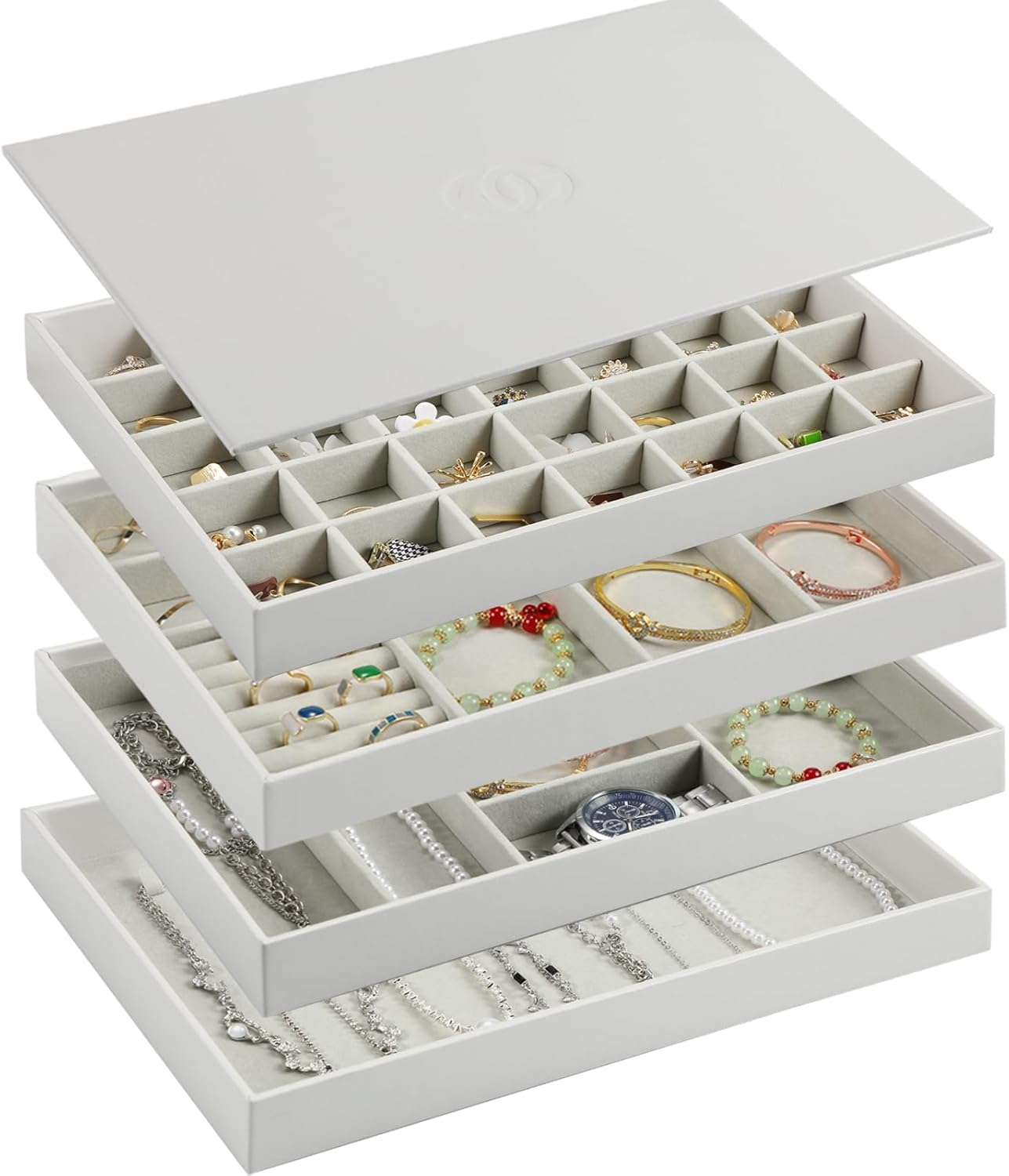 Amazon.com: Jewelry Organizer Tray with Lid,Extra Large Set of 4 ...