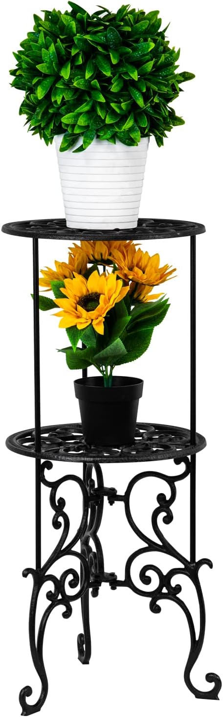 Woodside Heavy Duty Cast Iron Indoor/Outdoor Two Tier Potted Plant ...