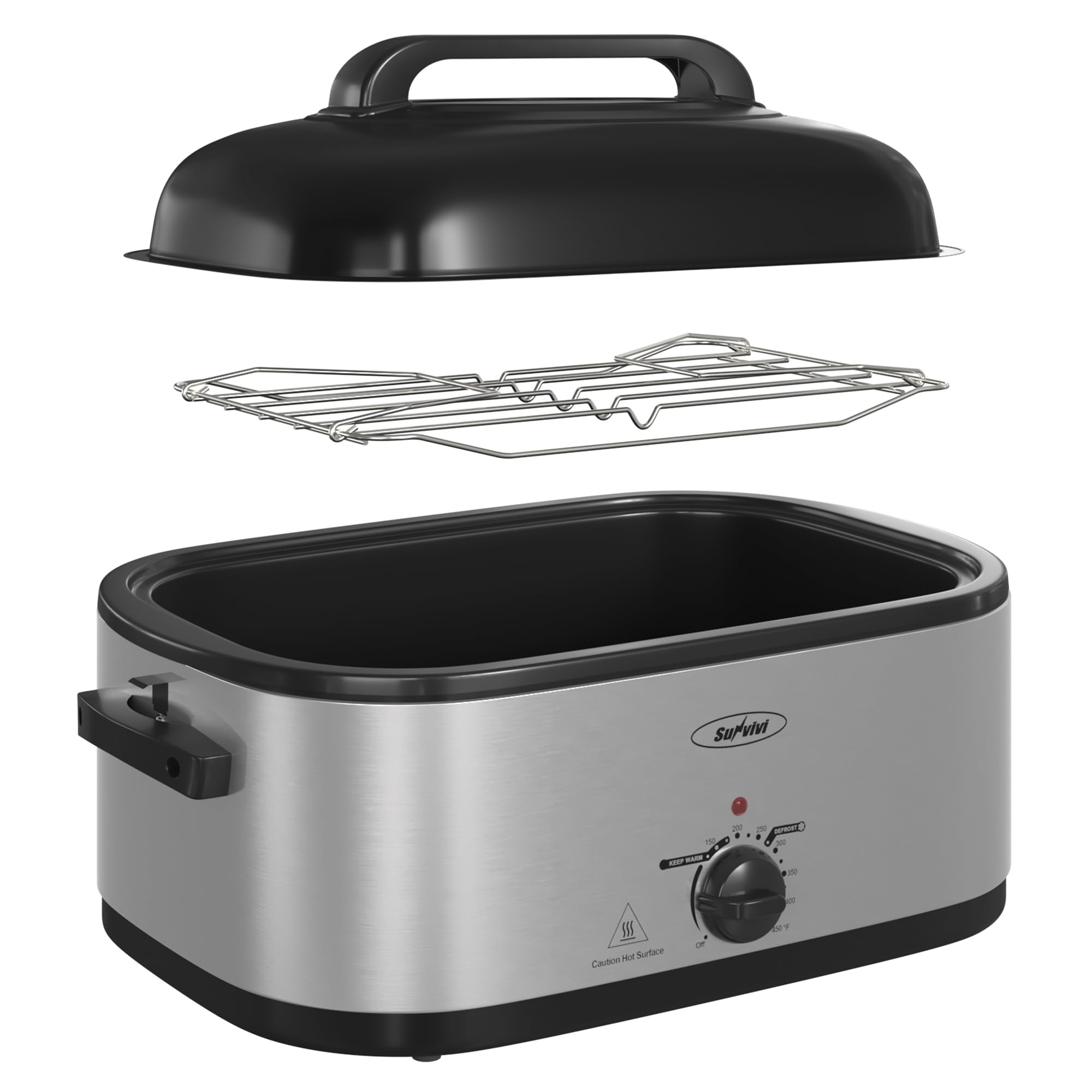 RoyalCraft 24-Quart Electric Roaster Oven with Visible Self-Basting Lid ...