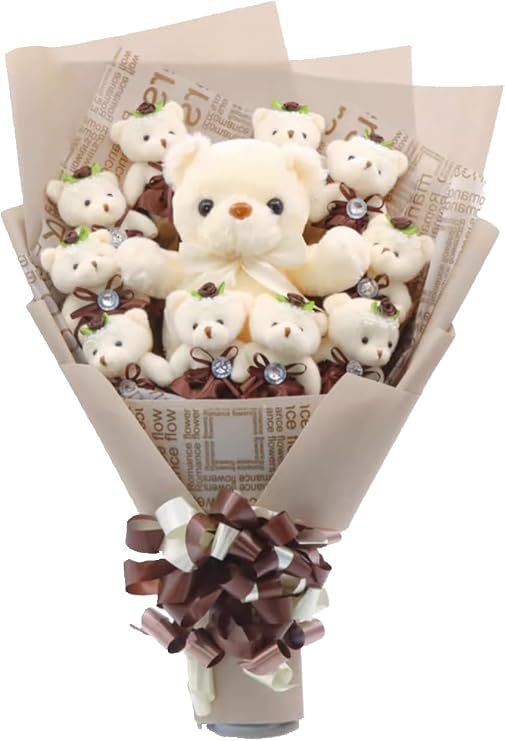 Amazon.com: Cute Bear Bouquet - Handmade Plush Bear Bouquet with Cute ...
