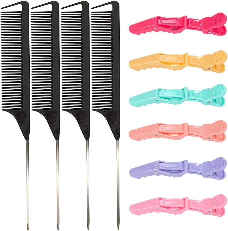 Amazon.com : 12 Pieces Rat Tail Combs Hair Clips Set,3 Rat Tail Combs 7 ...