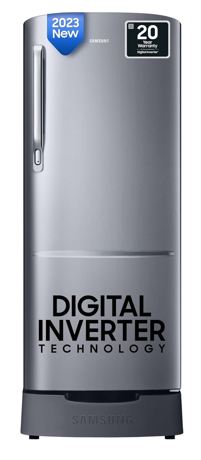 Samsung 223 L, 3 Star, Digital Inverter, Direct-Cool Single Door Refrigerator (RR24C2823S8/NL ...