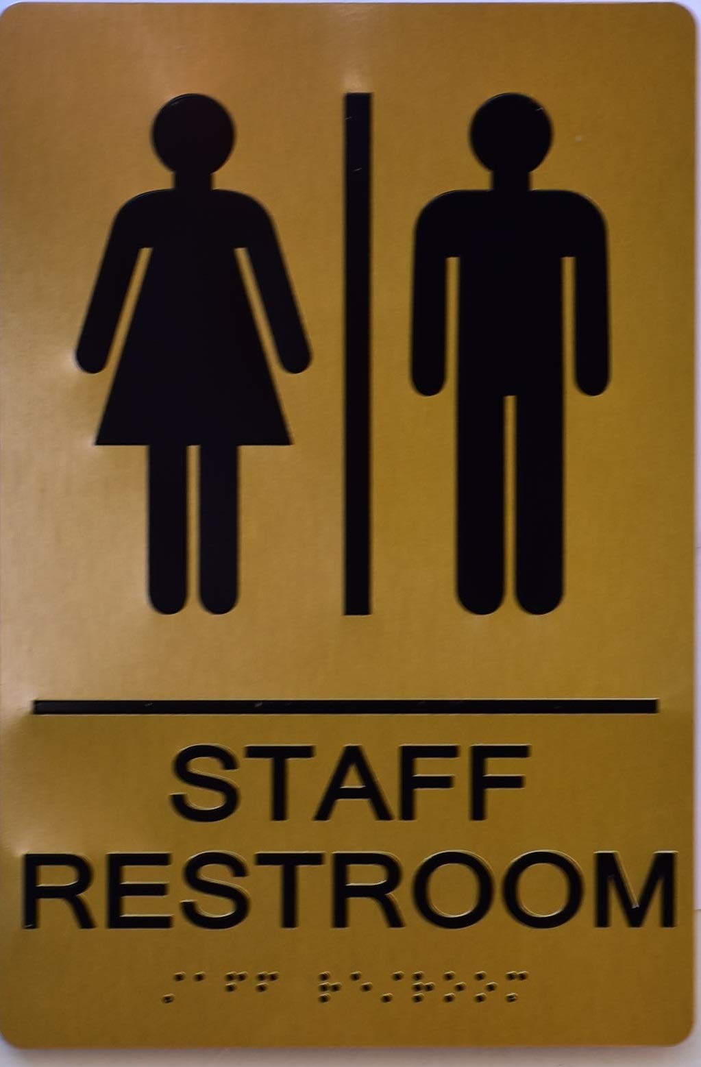 Amazon.com: Staff Restroom Sign -Antique Brass Gold (Aluminum, Gold ...