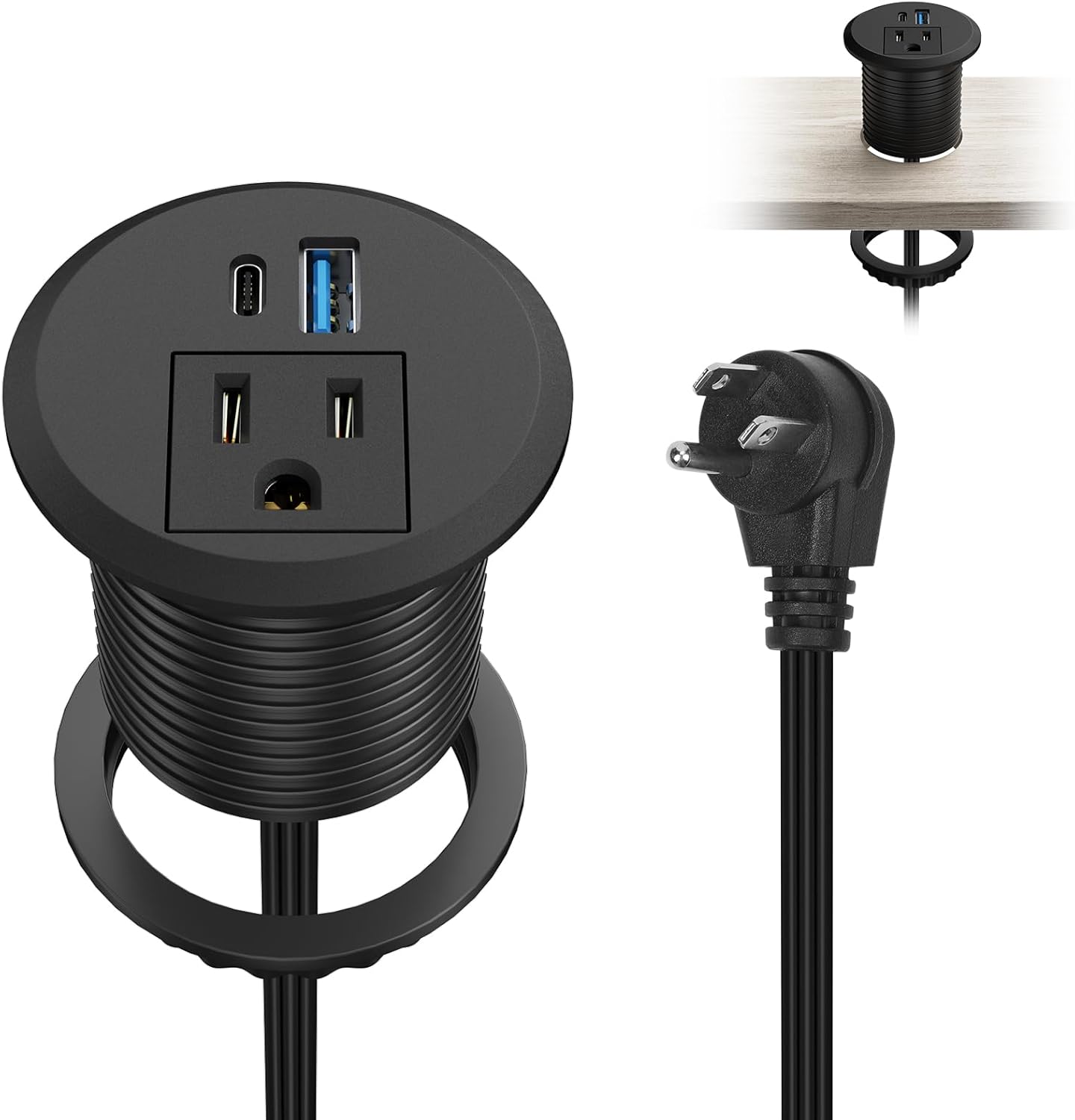 Amazon.com: XBA 2inch Desktop Power Grommet Recessed Power Strip with ...