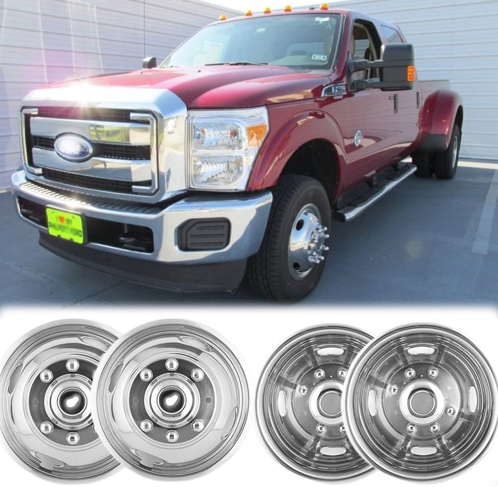 Amazon.com: Deebior 4pcs Front+Rear Polished Stainless Steel 17" Wheel ...