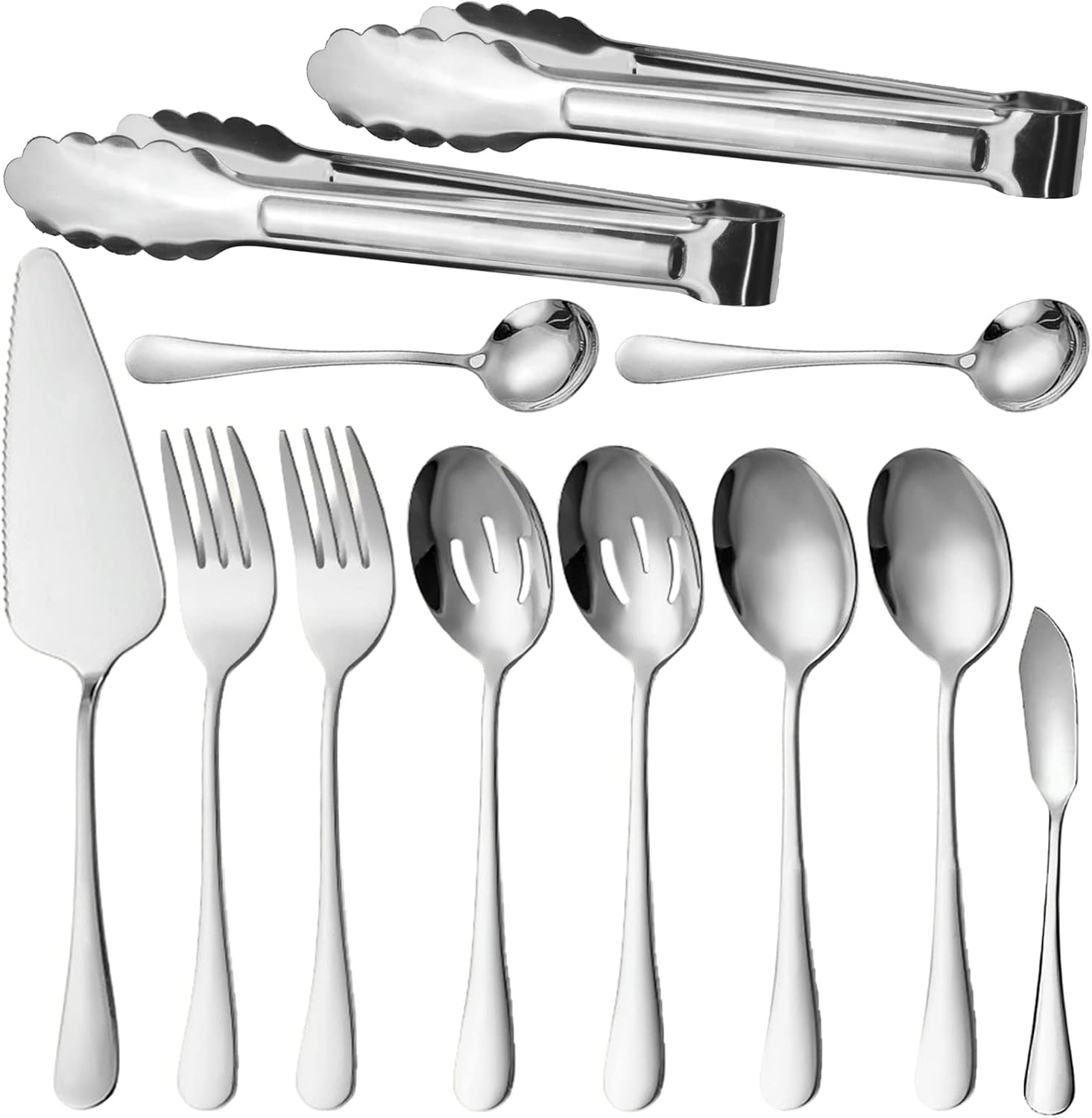 Amazon.com | IAXSEE 12Pcs Silver Serving Utensils Stainless Steel ...