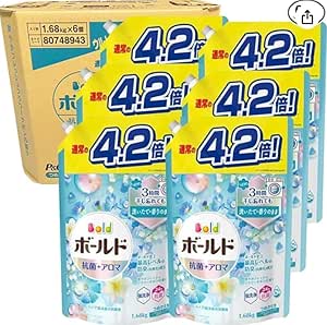 Amazon | P＆G ボールド ジェル フレッシュフラワーサボン 詰め替え用 1680g × 6袋セット ケース販売 | ノーブランド品 | 液体洗剤
