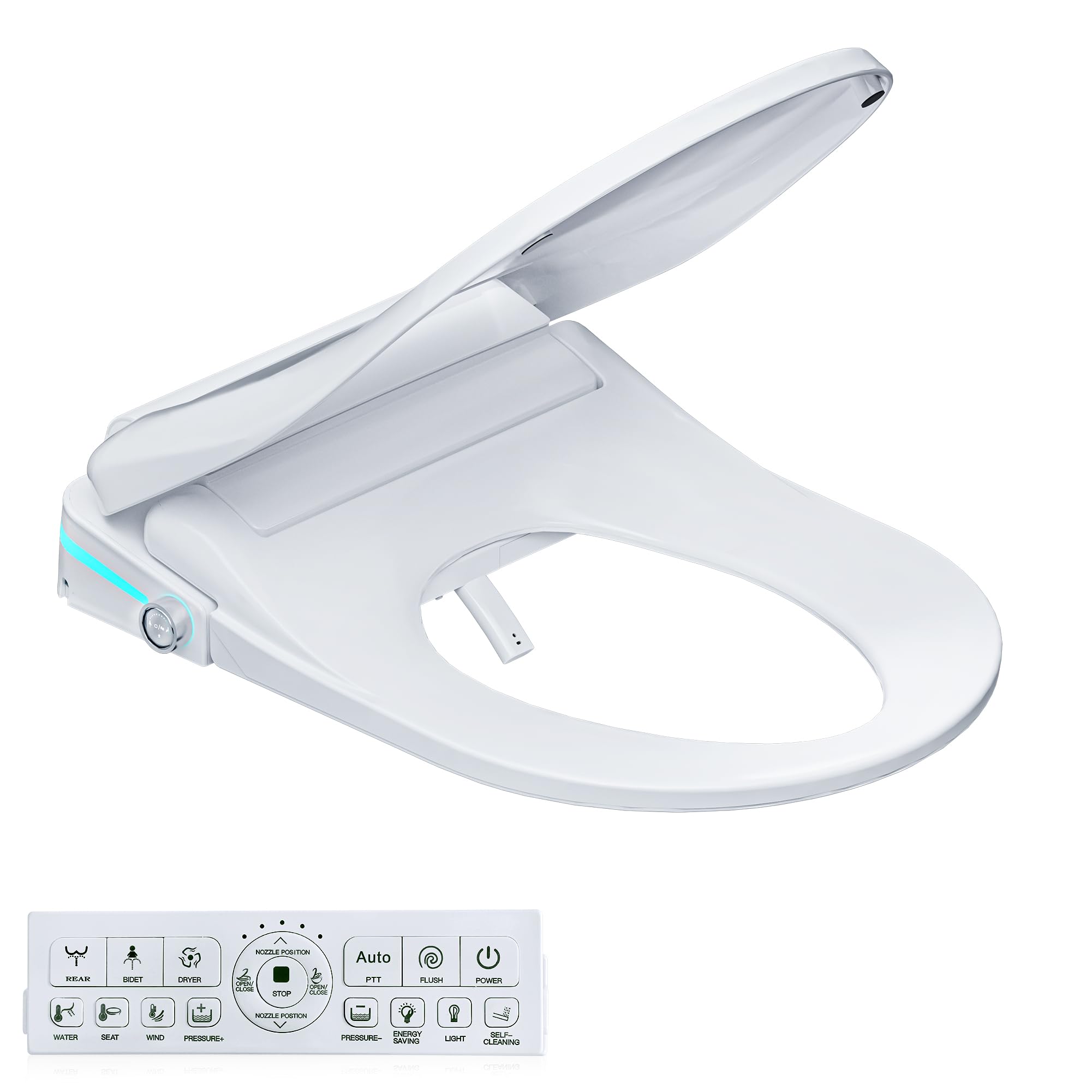 TEISVAY Electric Bidet Toilet Seat with Warm Water, Heated Toilet Seat ...