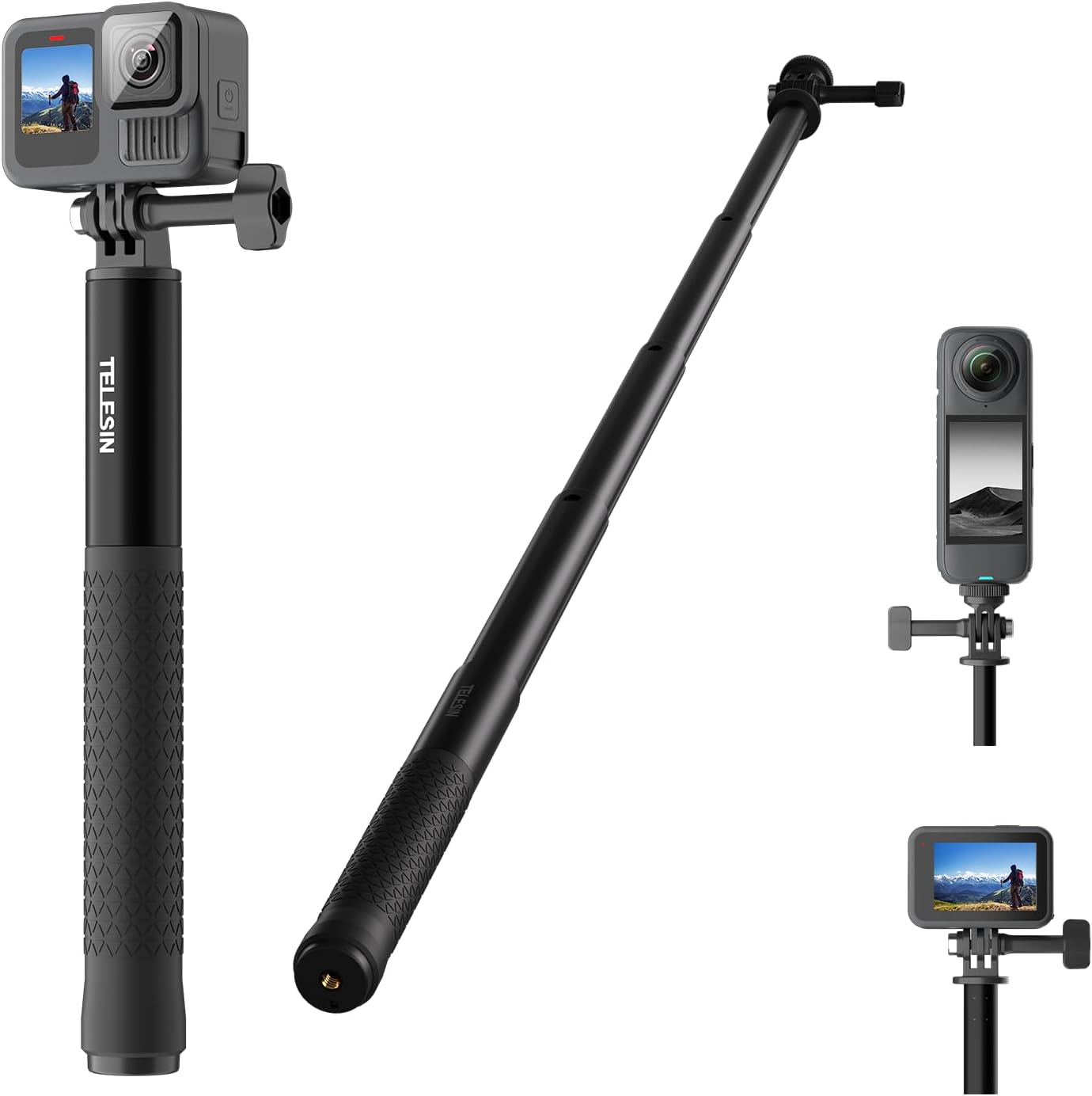 Amazon.com : TELESIN 47" Extension Selfie Stick, Portable Handheld ...
