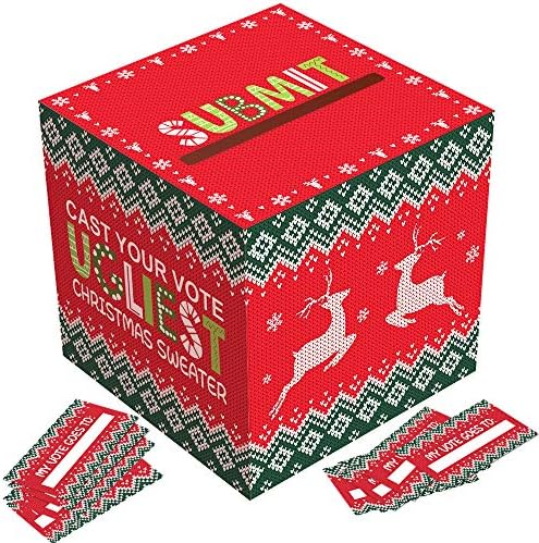 Amazon.com: QIKSION Ugly Sweater Contest Ballot Box, Voting Cards Box ...